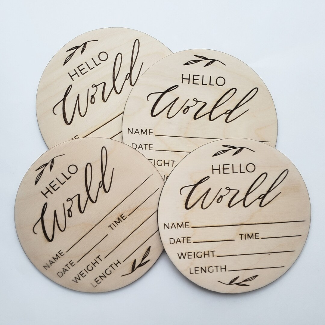 SVG / DXF - DIY Newborn Baby Birth Announcement "hello World" Cut Files ...