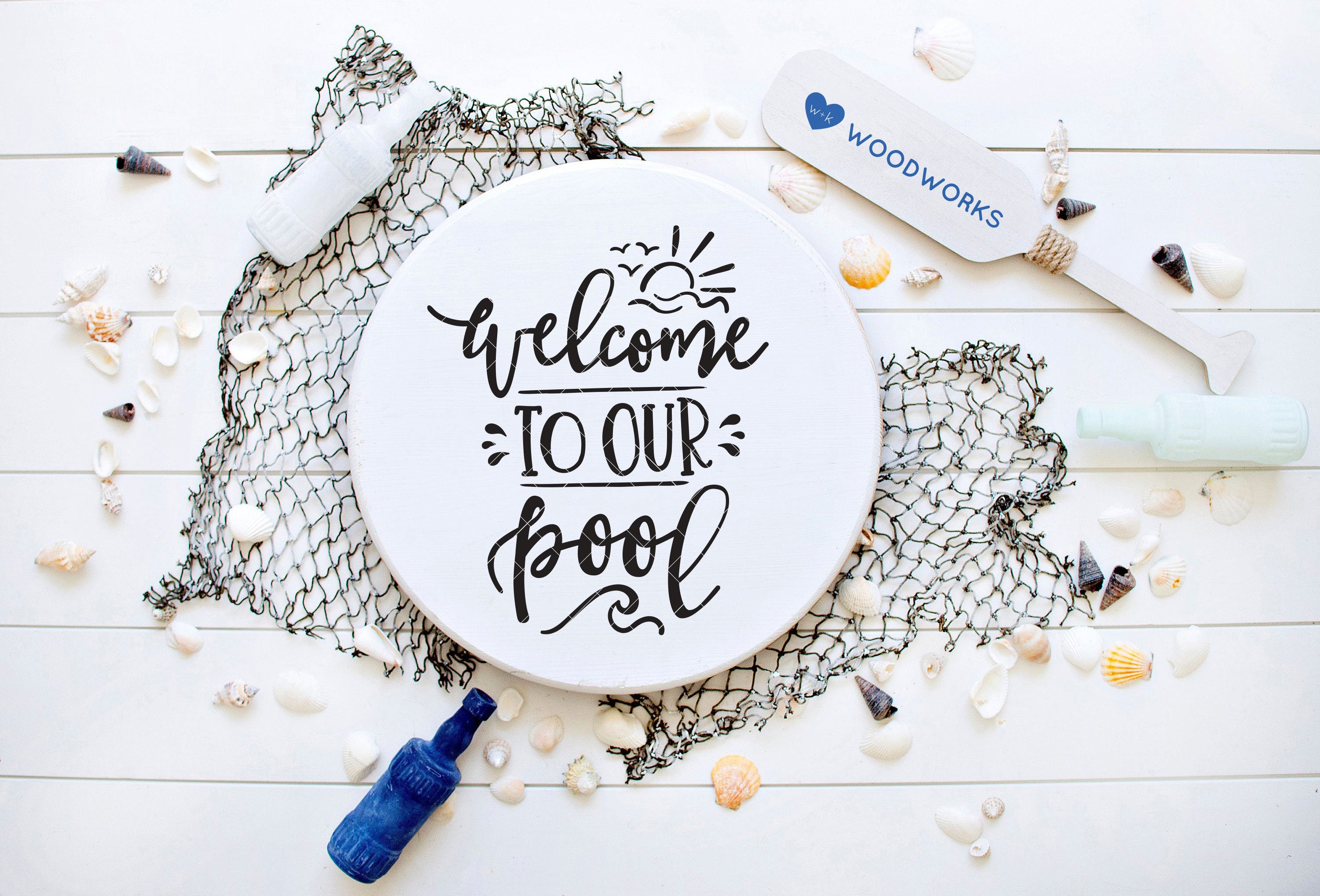 SVG / DXF - "welcome to Our Pool" - Pool Waves, Feel the Sun Breeze ...