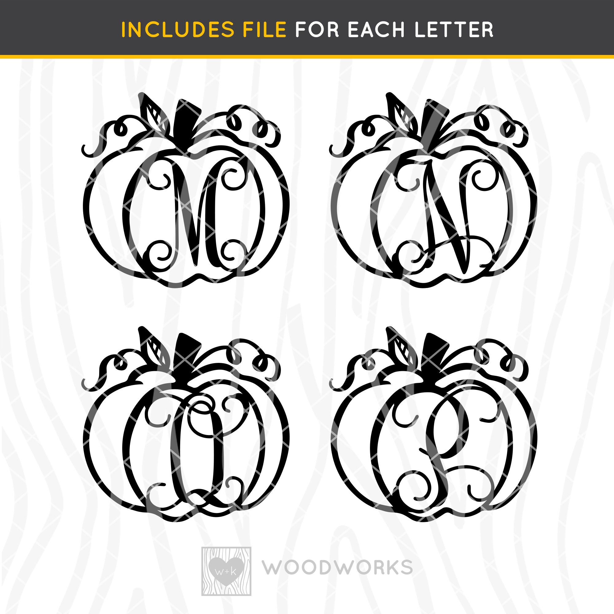 SVG / DXF - A to Z Alphabet "fall Pumpkin Script Letter Initial" Set ...