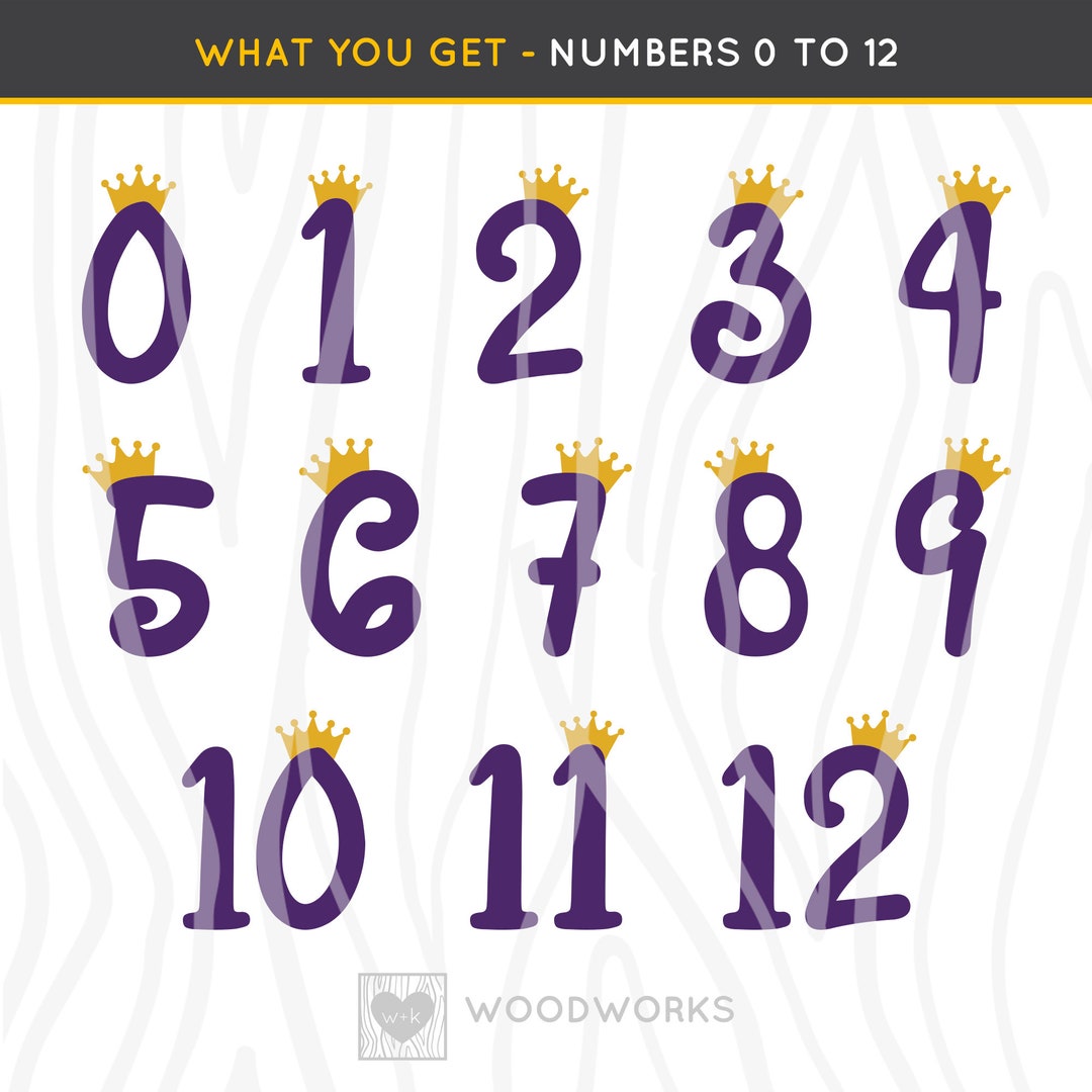 SVG / DXF - 2 Pack: "crown Numbers" and "plain Numbers" 0 to 12 Cut ...