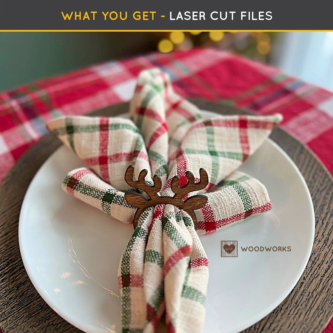 LASER SVG: Reindeer Napkin Ring Laser Cut File - Christmas Napkin Ring ...