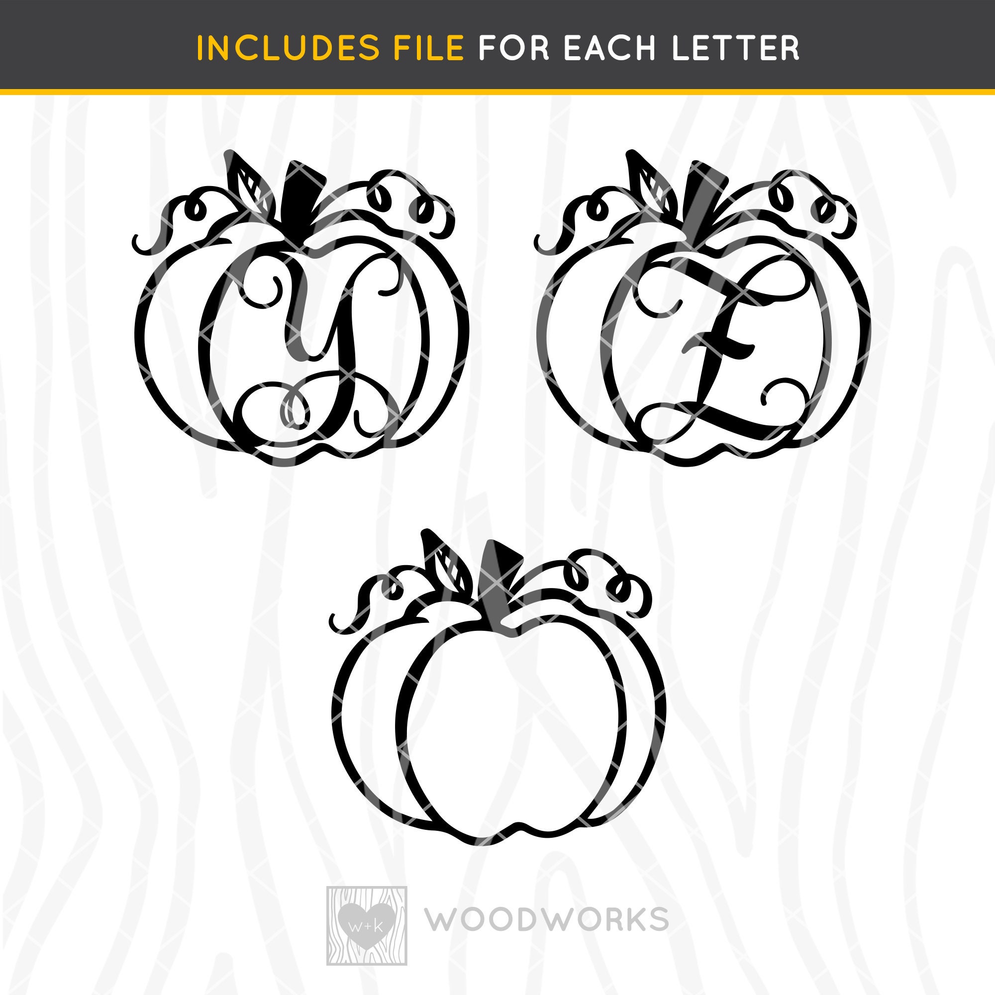 SVG / DXF - A to Z Alphabet "fall Pumpkin Script Letter Initial" Set ...
