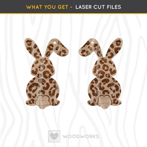 LASER SVG: Leopard Print Easter Bunny Earring Laser Engrave Cut File ...
