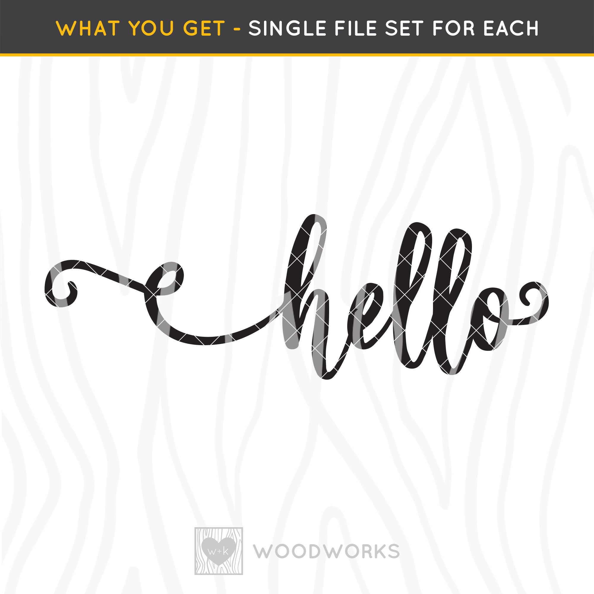 4 PACK: SVG / DXF script Hello Bundle Cut Files | Etsy