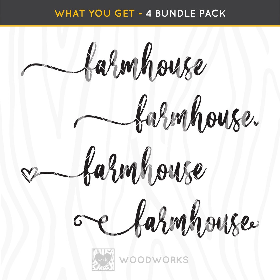 4 PACK: SVG / DXF - "script Farmhouse Bundle" Cut Files - Farm House ...