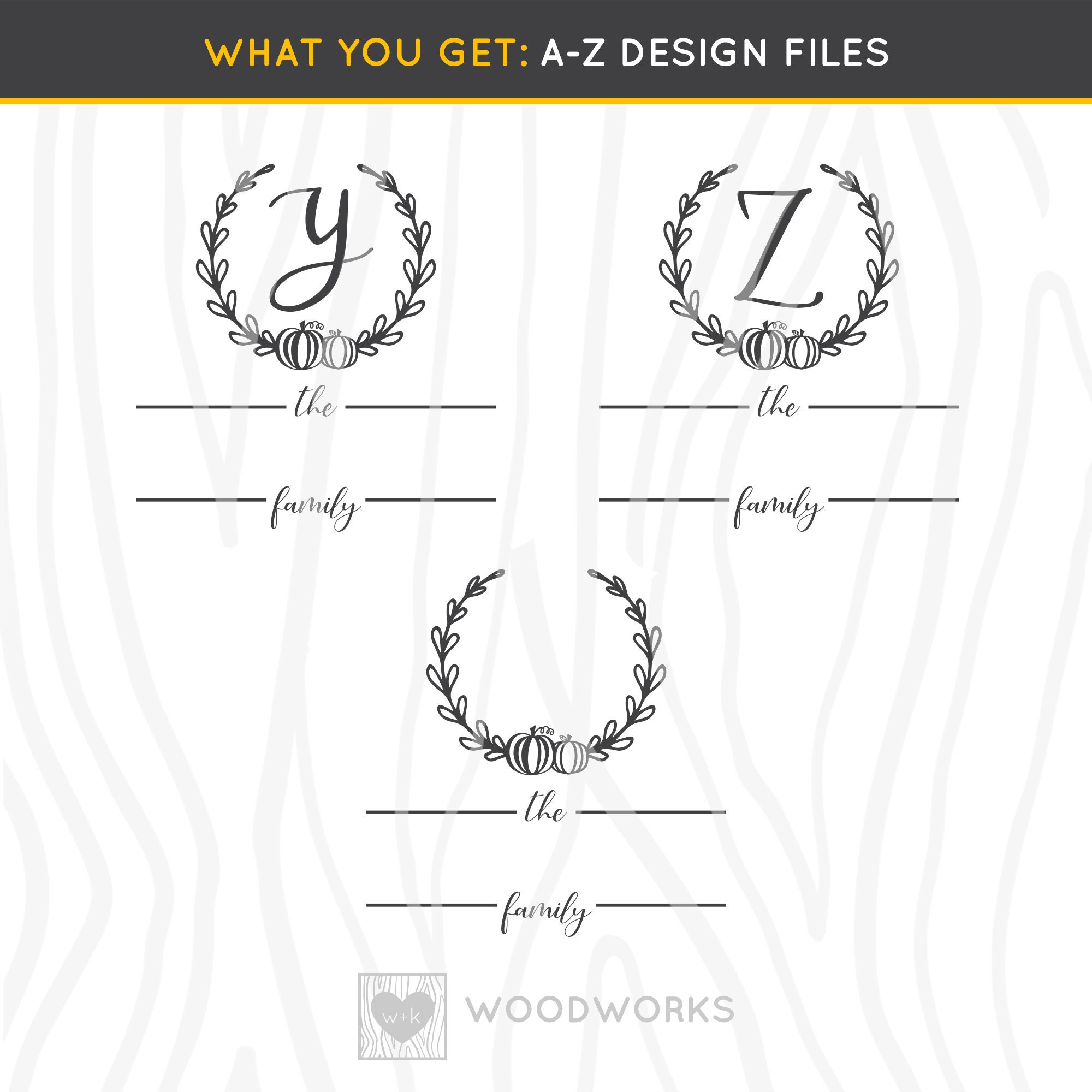 SVG / DXF - A to Z Alphabet "script Fall Pumpkin Last Name Initial ...