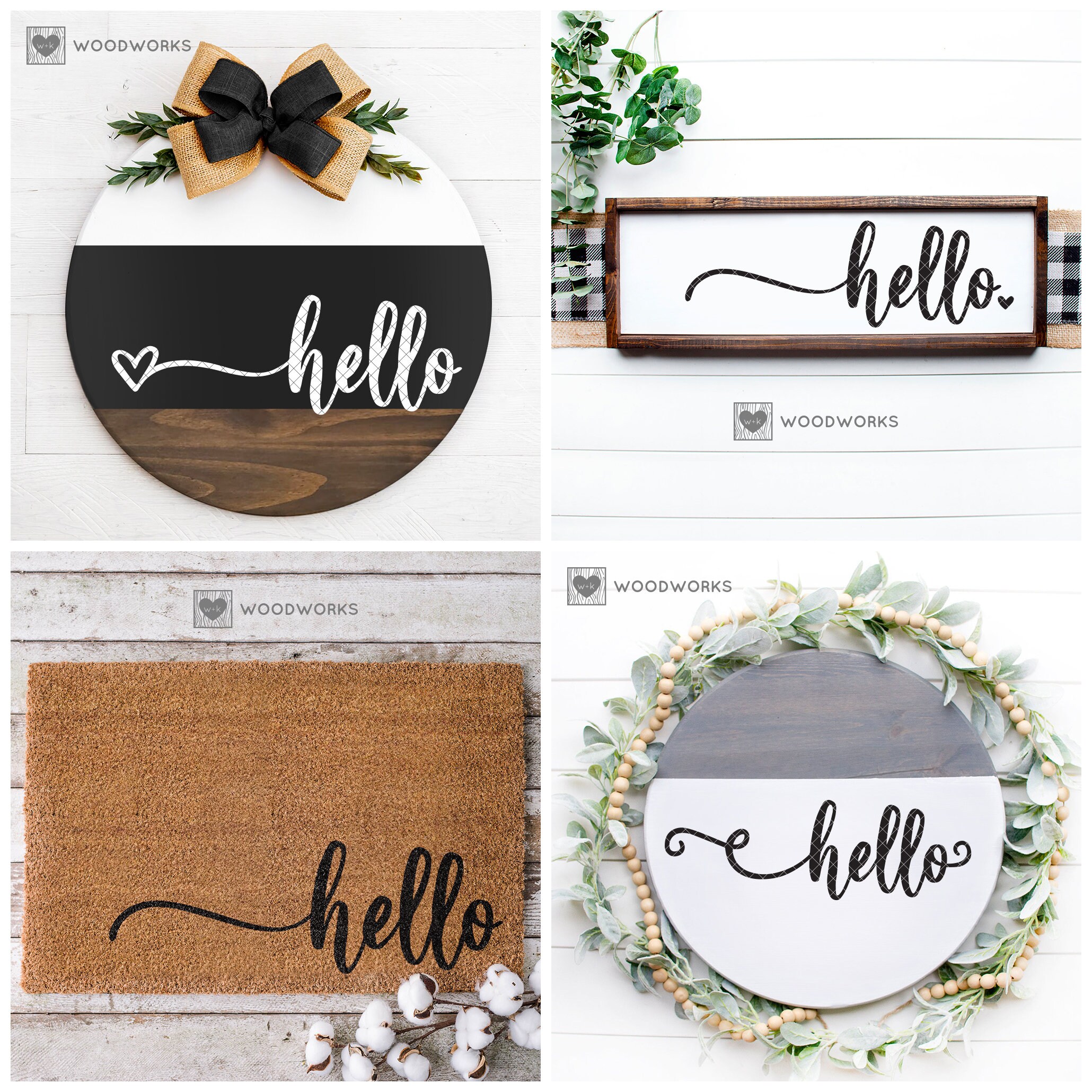 4 PACK: SVG / DXF script Hello Bundle Cut Files | Etsy