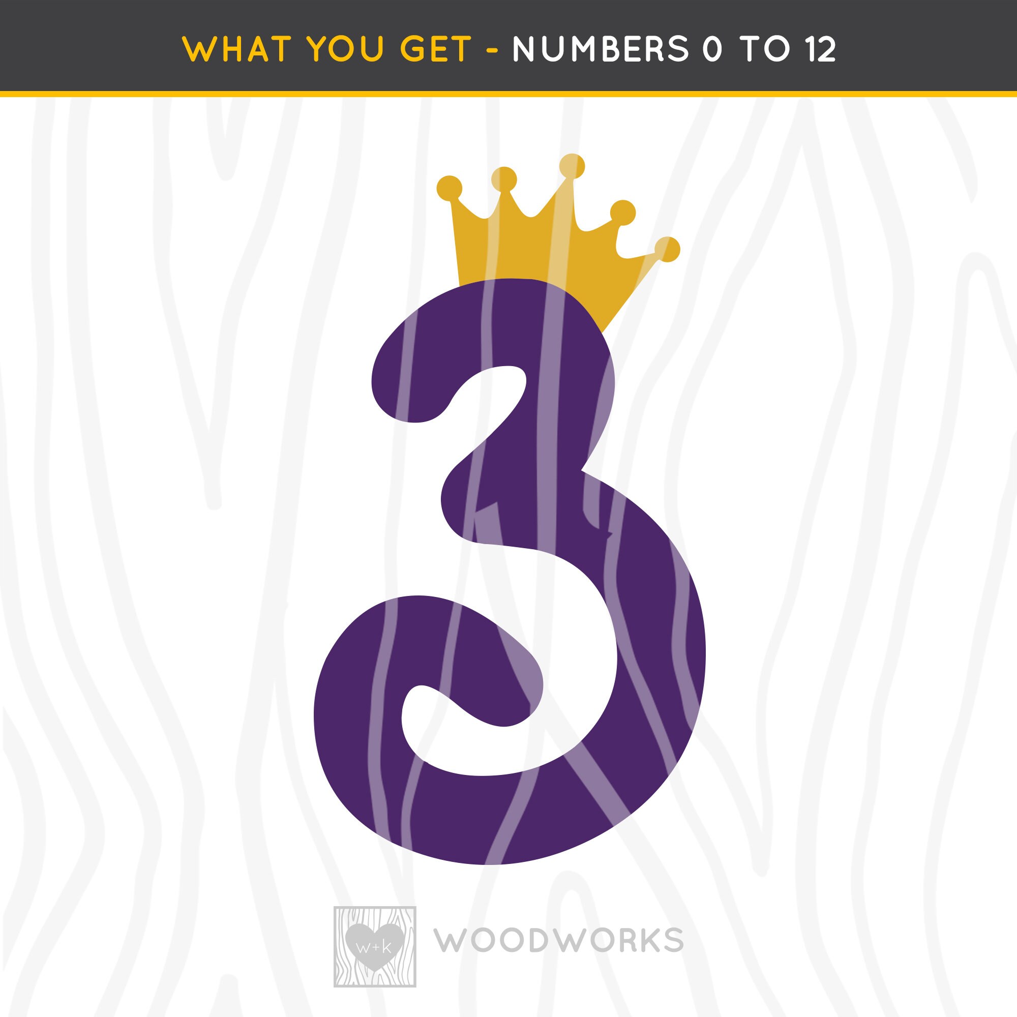 SVG / DXF - 2 Pack: "crown Numbers" and "plain Numbers" 0 to 12 Cut ...