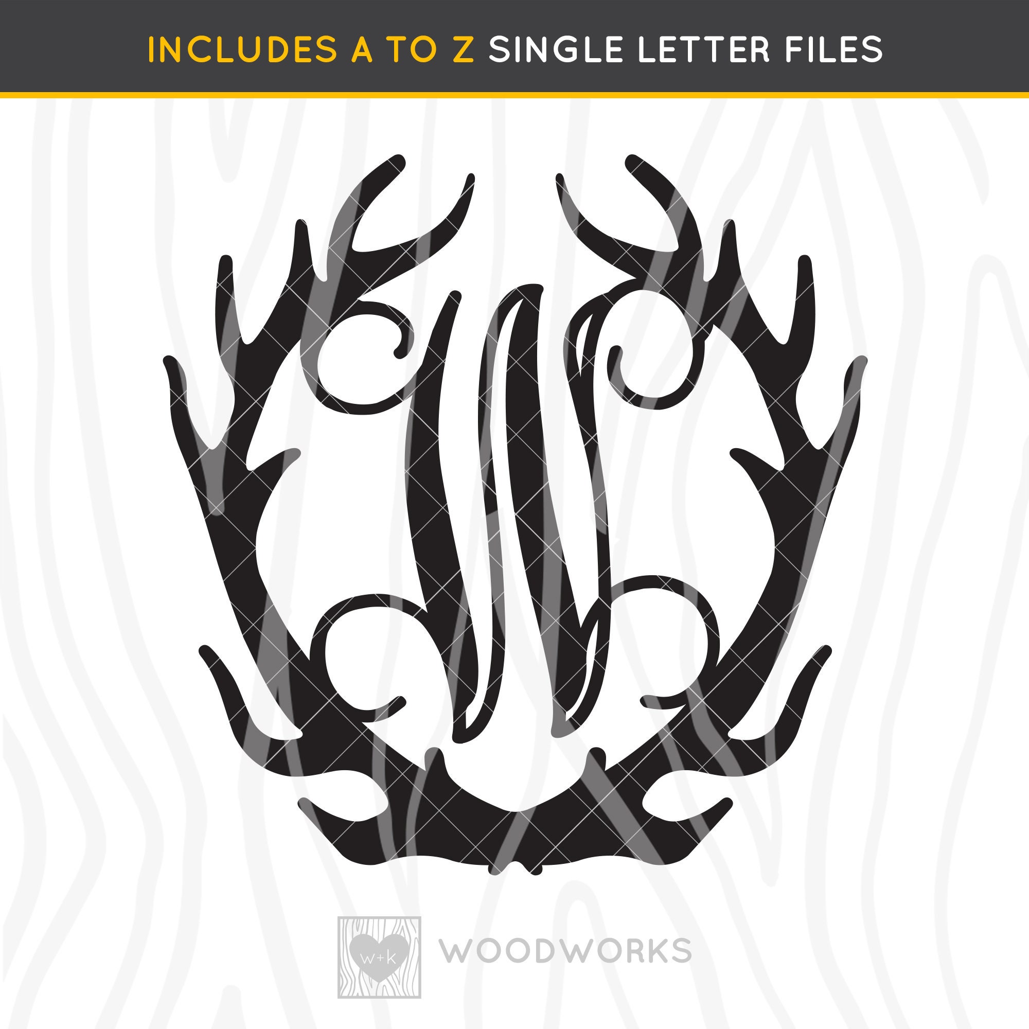 SVG / DXF A to Z Alphabet deer Antlers Monogram | Etsy