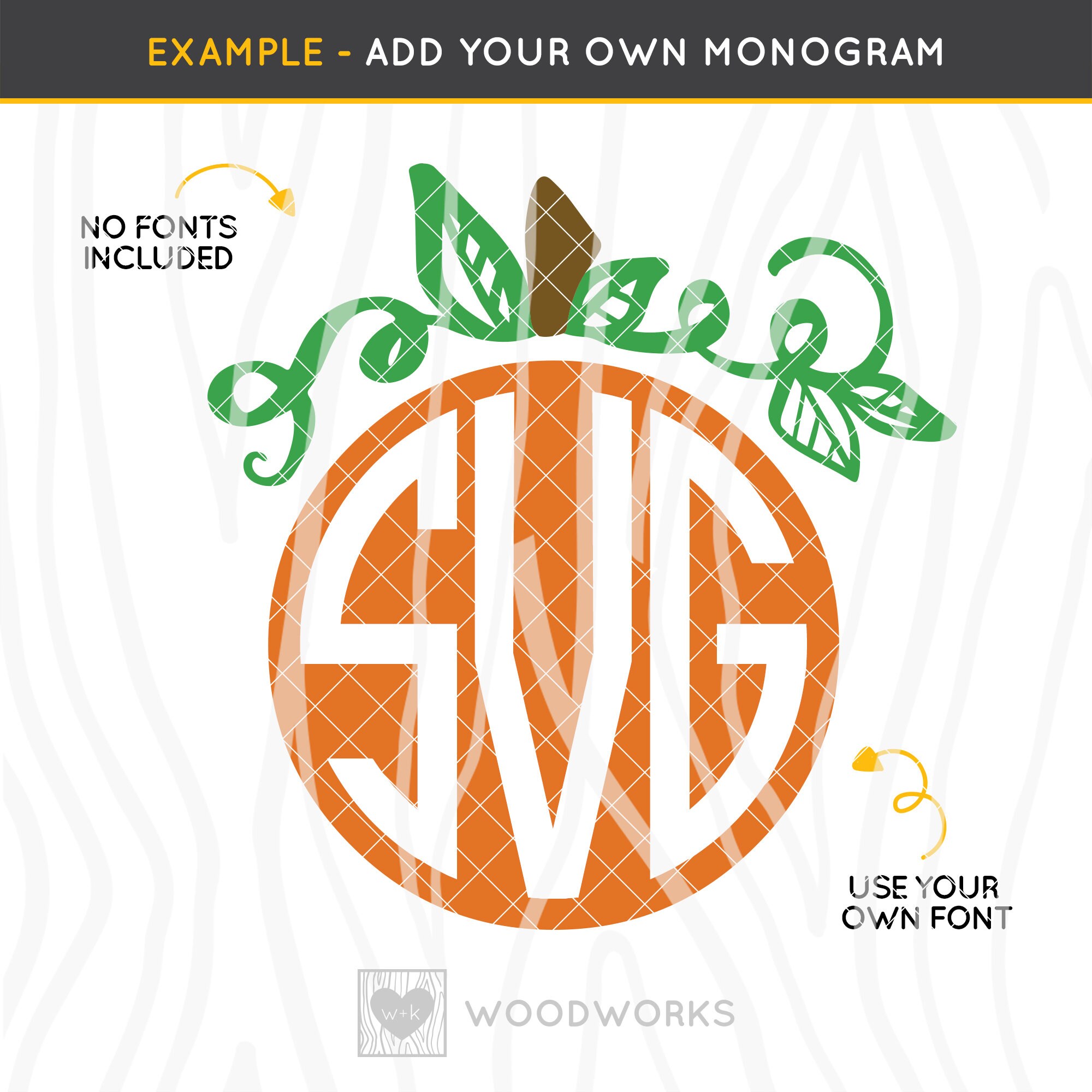 2 Pack: SVG / DXF Cute DIY Fall Monogram pumpkin Stem - Etsy