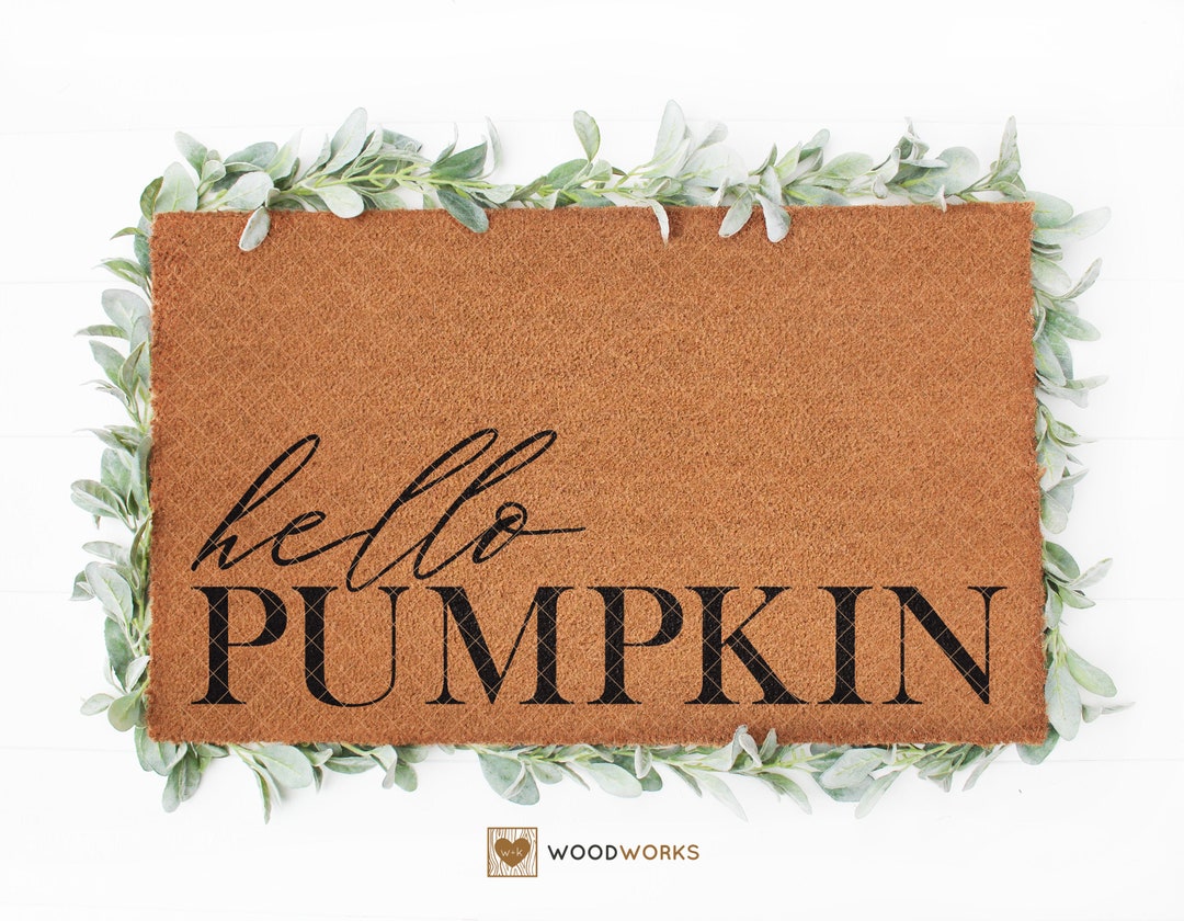 SVG / DXF - Cute Fall "hello Pumpkin" Cut File - Script Type Door Mat ...