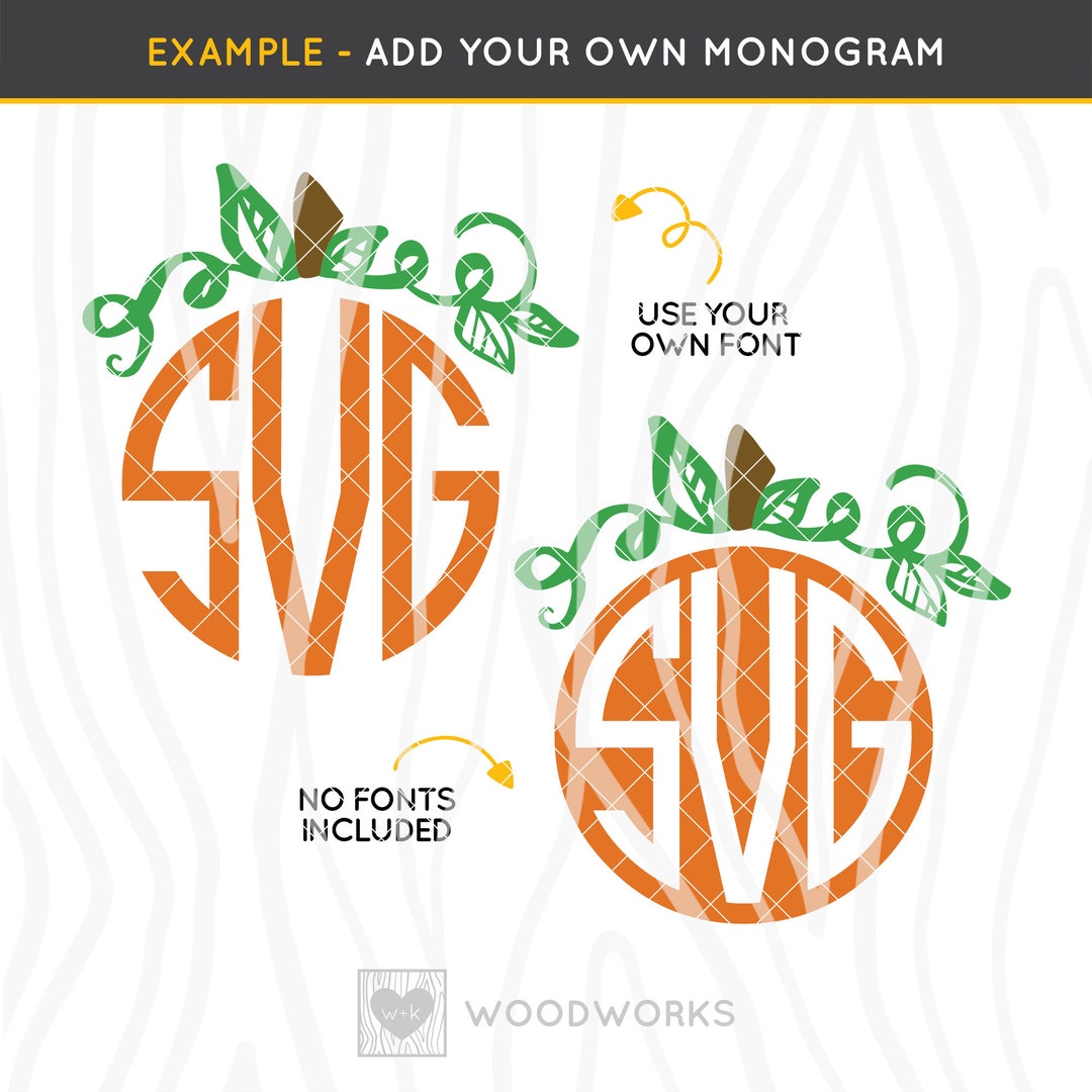 2 Pack: SVG / DXF - Cute DIY Fall Monogram "pumpkin Stem Topper" Cut ...