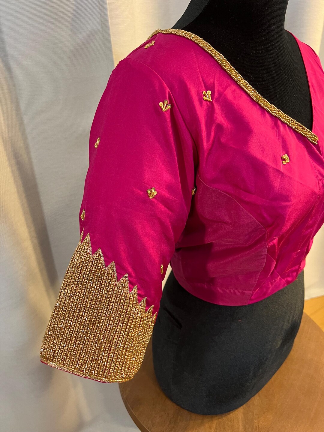 Maggam Work Pink Pure Silk Designer Blouse Heavy Work All Over Blouse ...