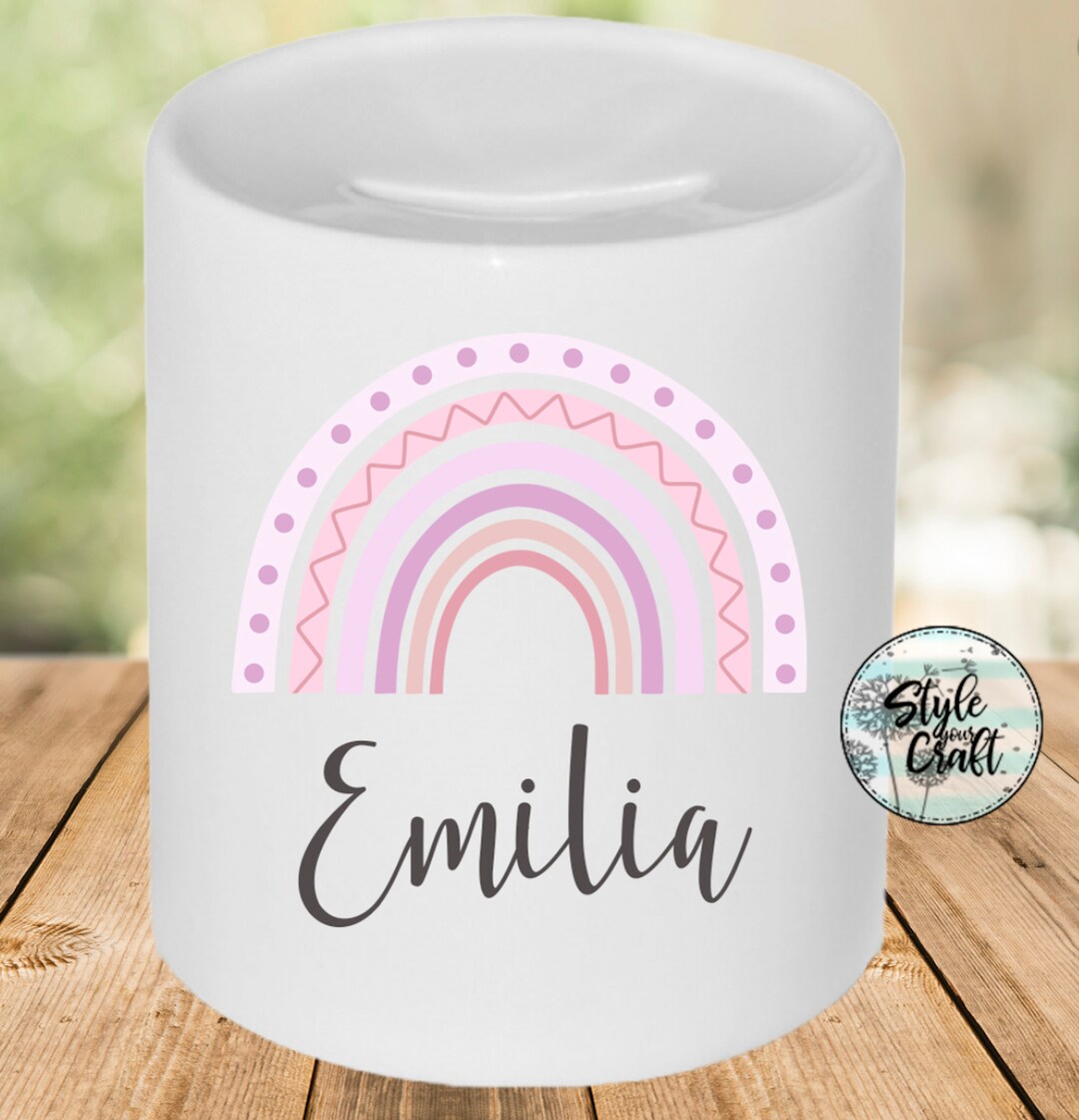 Rainbow Money Box Personalised | Printed Coin Bank | Gift Idea ...