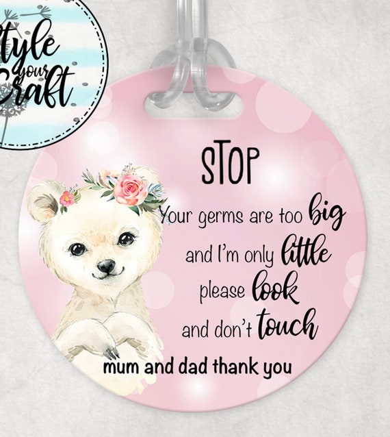 POLAR BEAR Pram Tag Stop Big Germs Don't Touch Pram Tag - Etsy