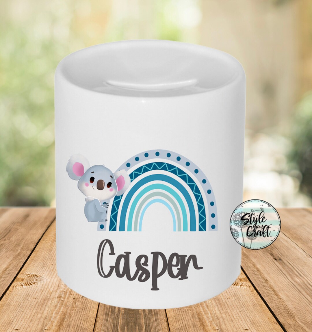 Koala Rainbow Money Box Personalised | Printed Coin Bank | Gift Idea ...