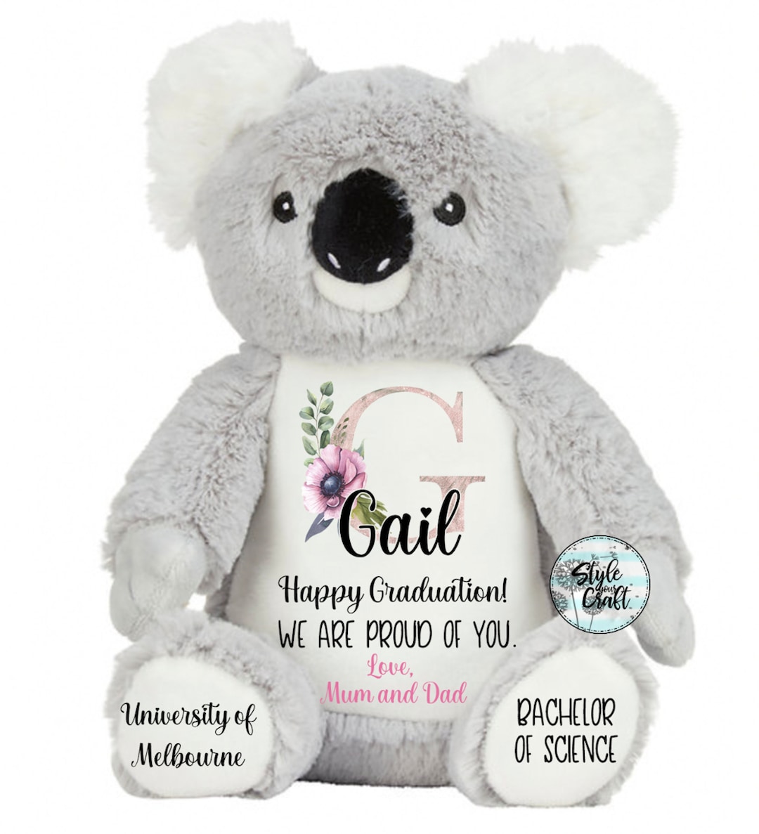 Graduation Personalised Koala Plush, Koala Personalised, End of Journey ...