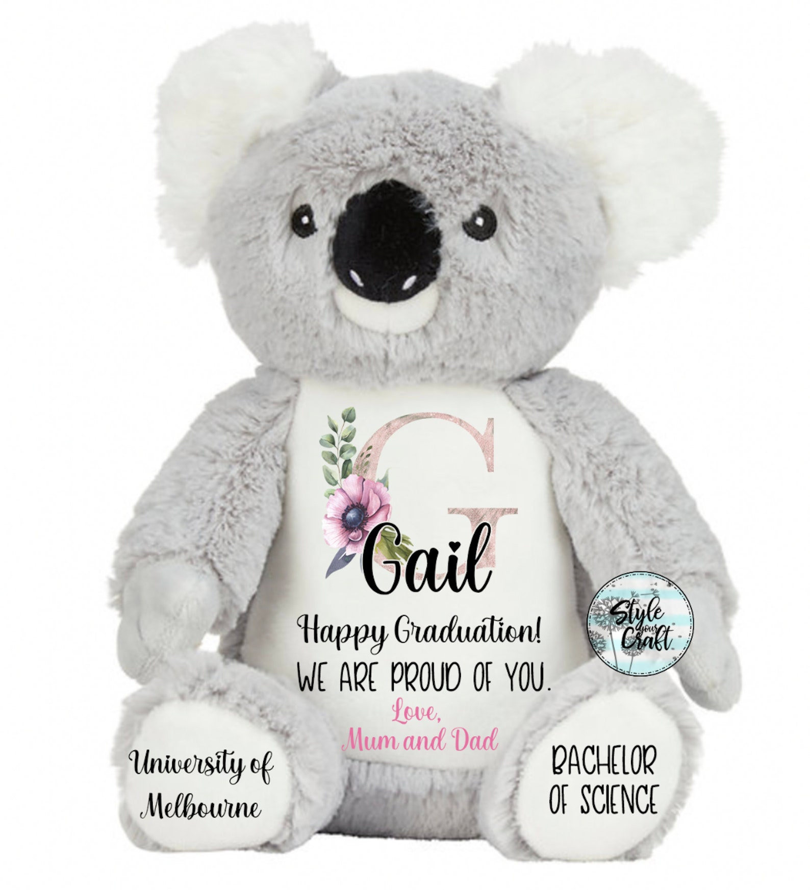 Graduation Personalised Koala Plush, Koala Personalised, End of Journey ...