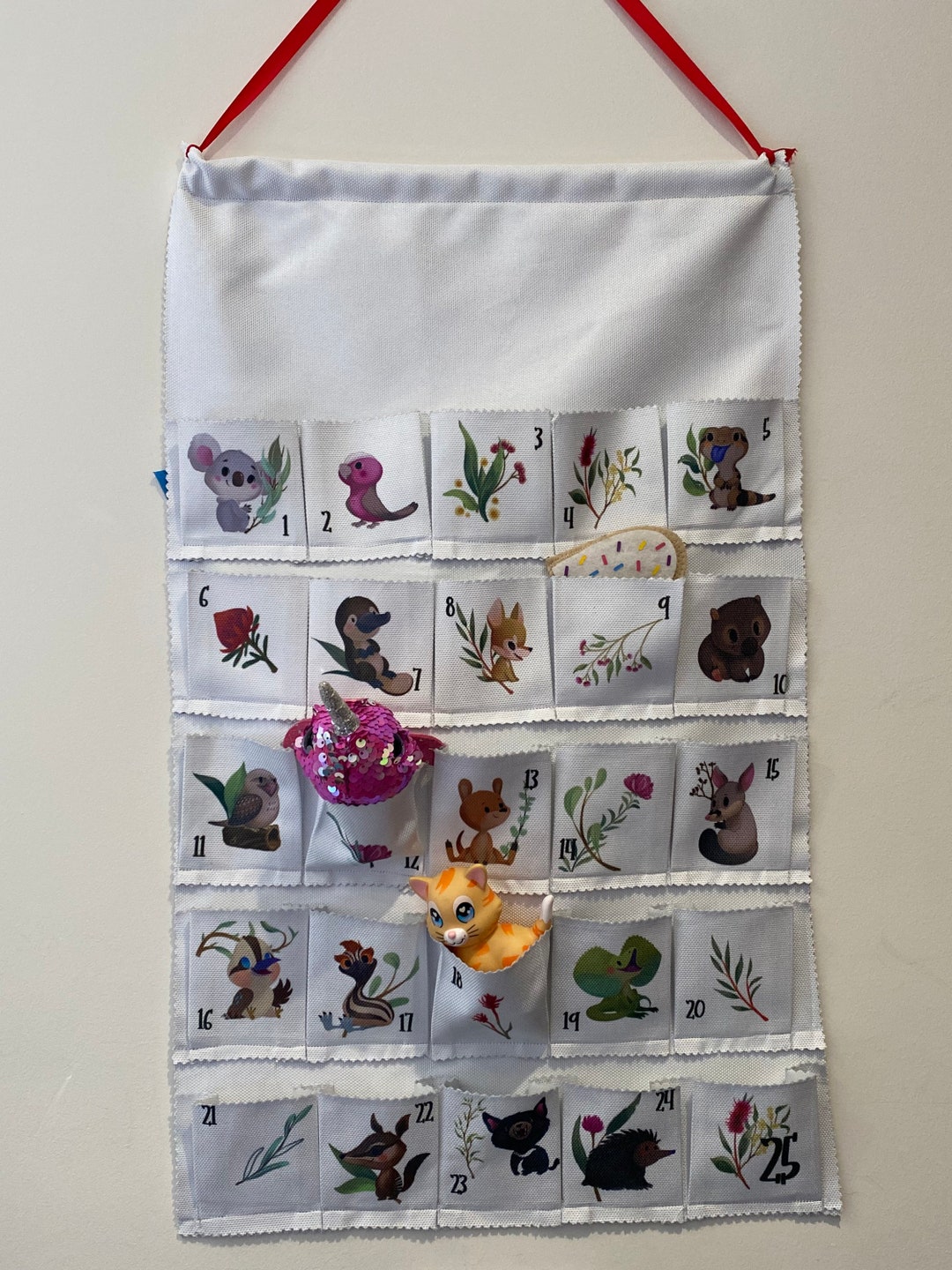 Australian Animals Advent Calendar, 25 Pockets Canvas Calendar Wall ...