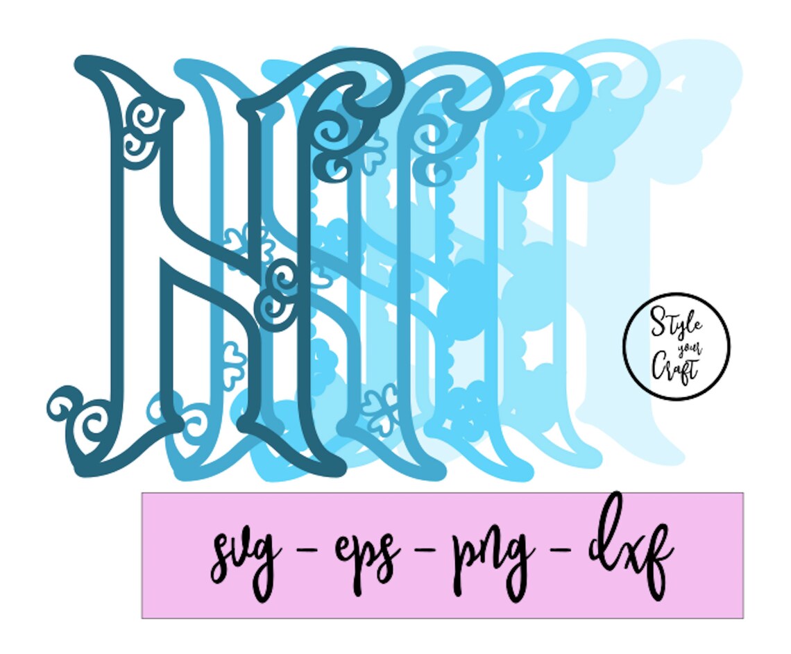 3D Multilayer Letter H, 3D Layered Letter, 5 Layers Svg Alphabet ...