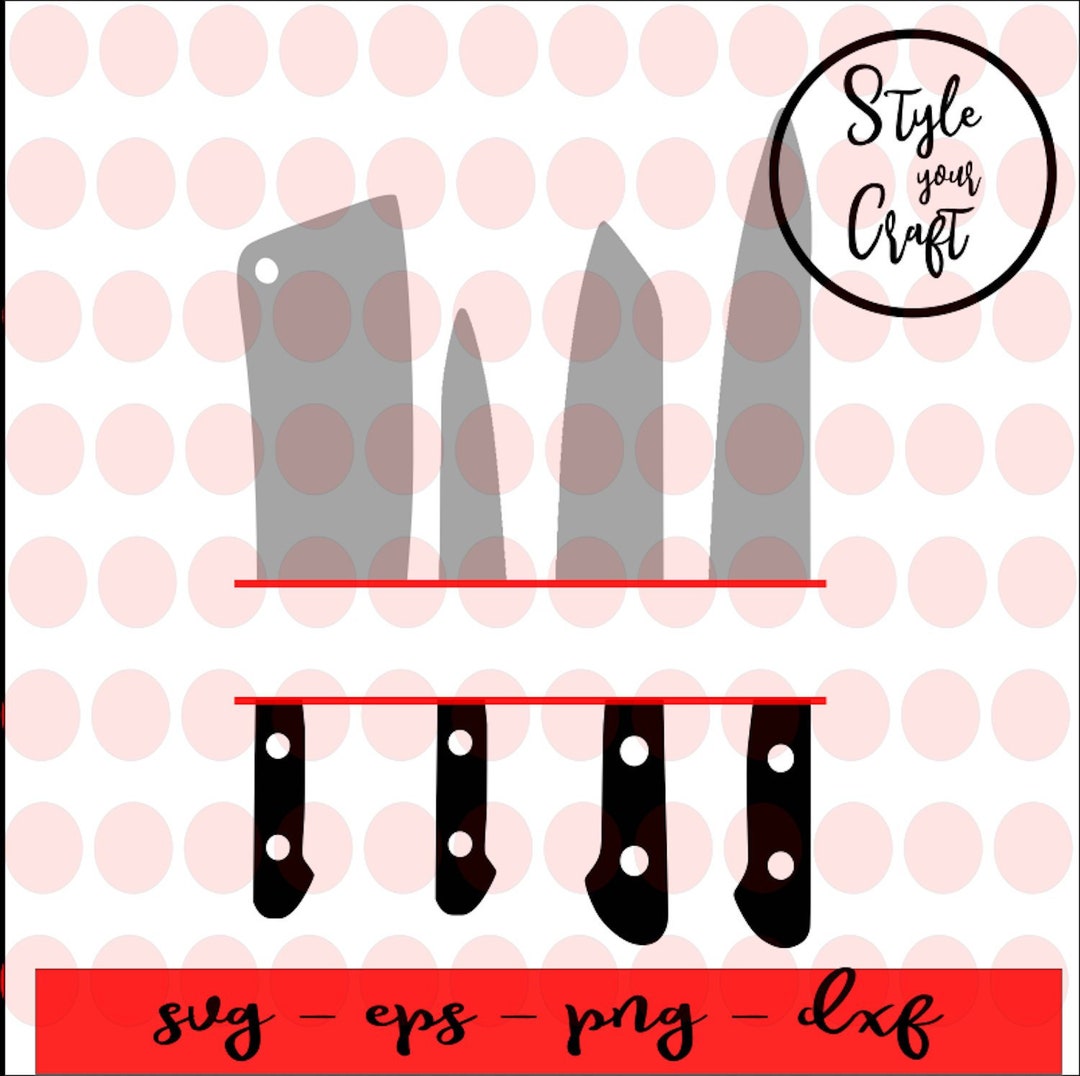 Kitchen Knives Split Monogram SVG, Kitchen Decor, Cutting Board Decor ...