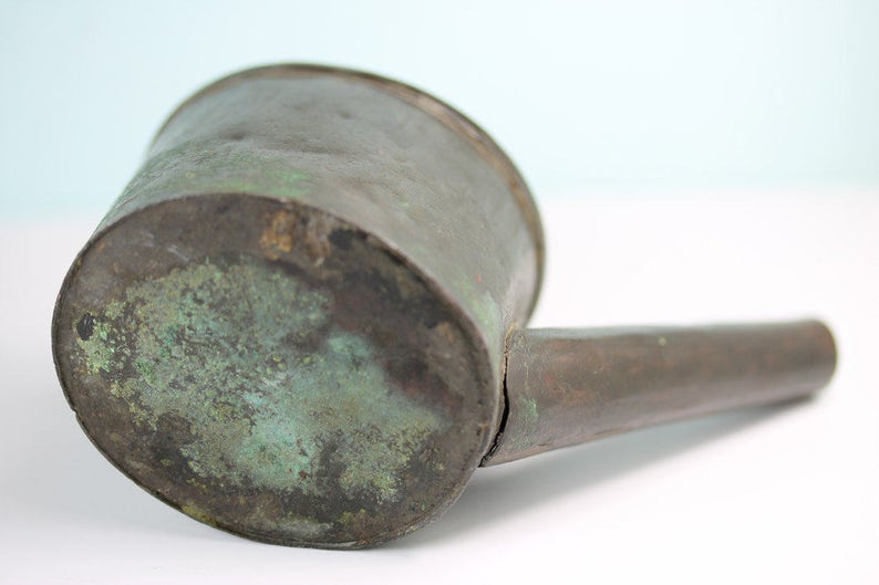 Antique Copper Betty Lamp, Primitive Oil Lamp, Handmade Early 19th ...