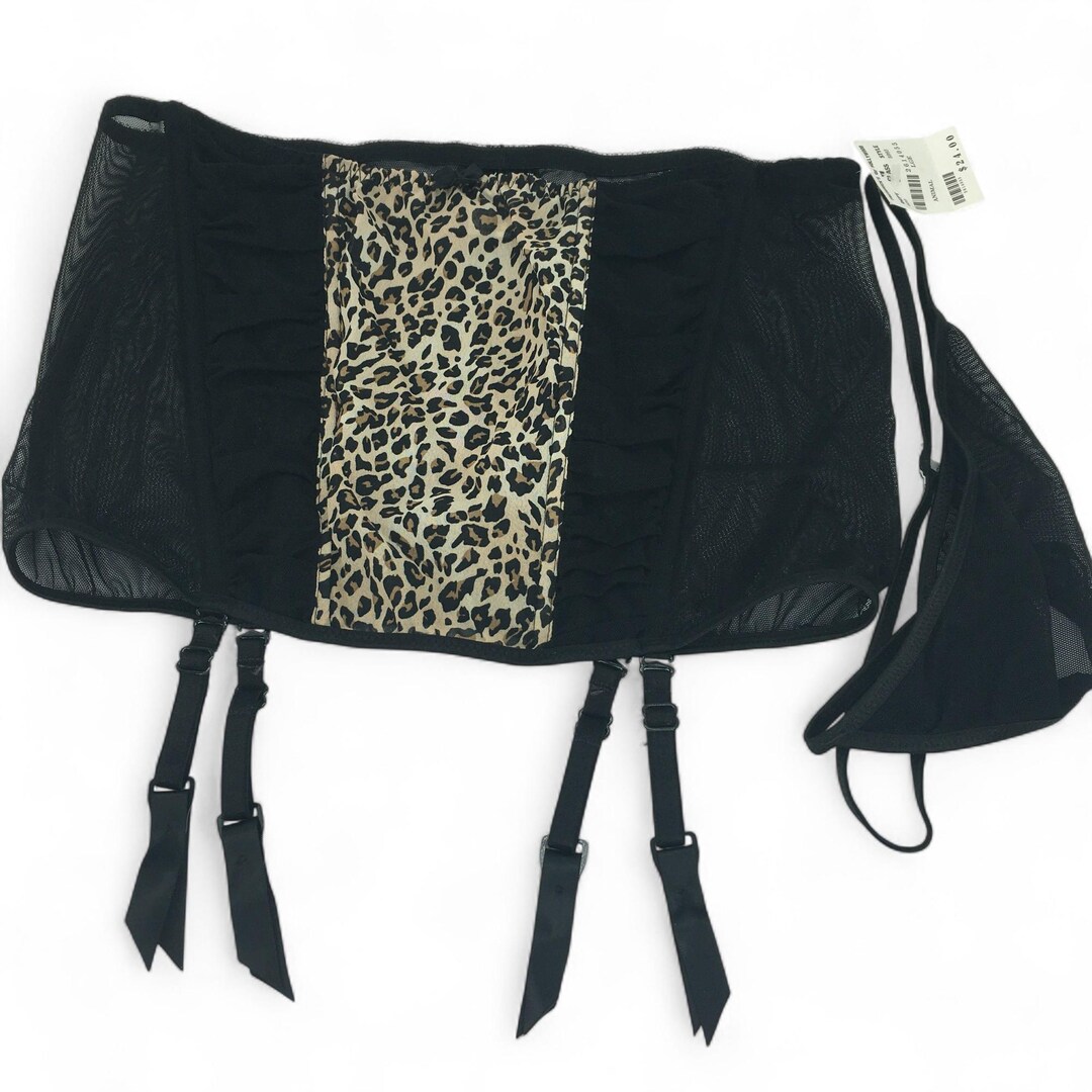 Frederick’s of Hollywood Garter Belt Tassels Lingerie Animal Print W ...