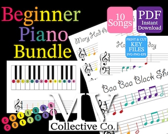 Beginner Piano Colour Coded Music, Kids Learning Music Sheets, Instant ...