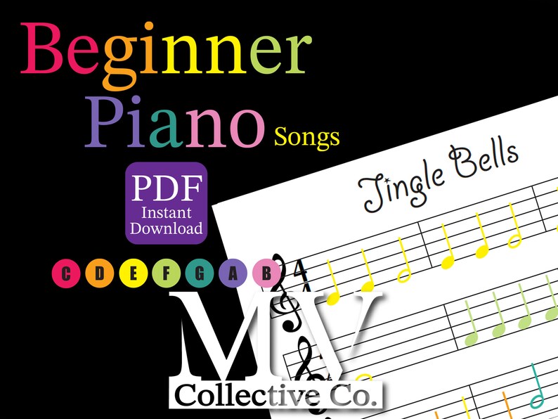 Beginner Piano Colour Coded Music, Kids Learning Music Sheets, Instant ...