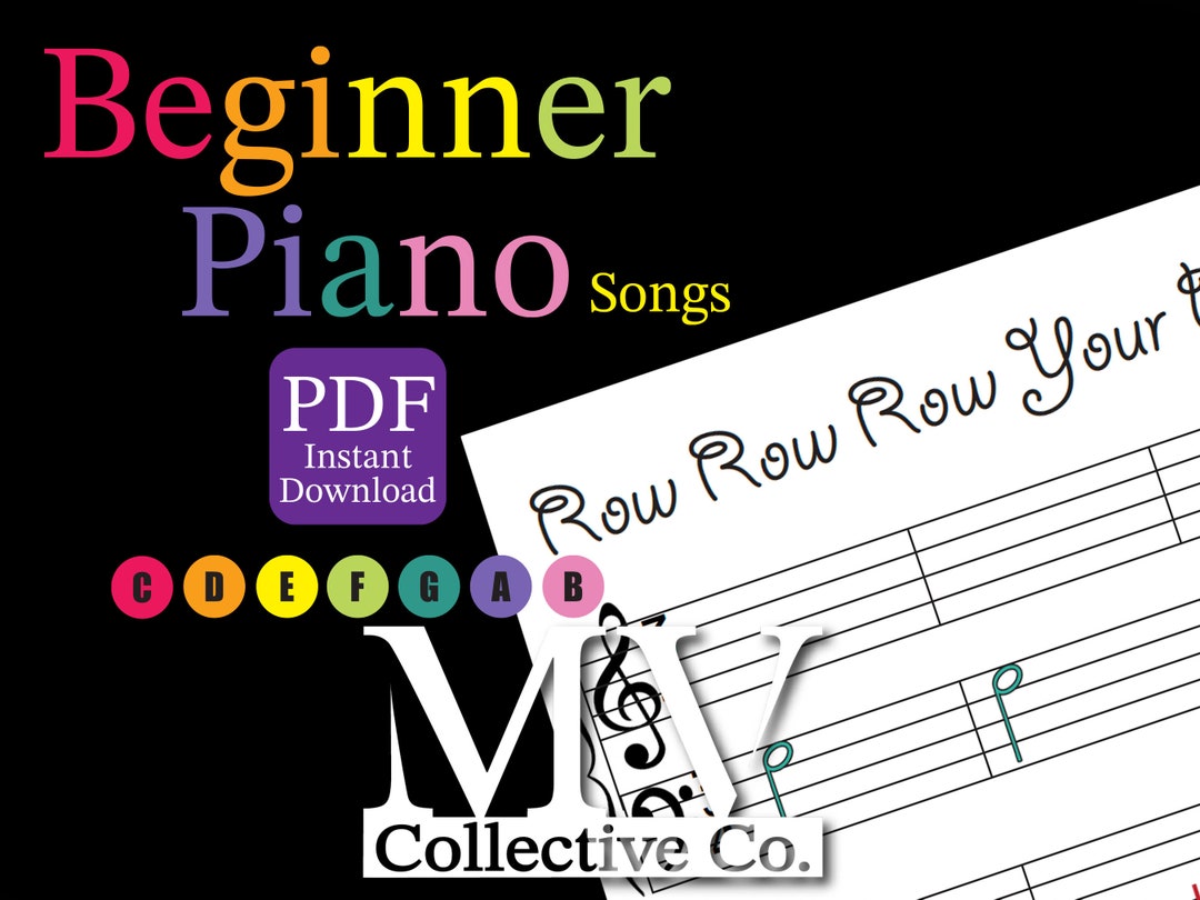 Beginner Piano Colour Coded Music, Kids Learning Music Sheets, Instant ...