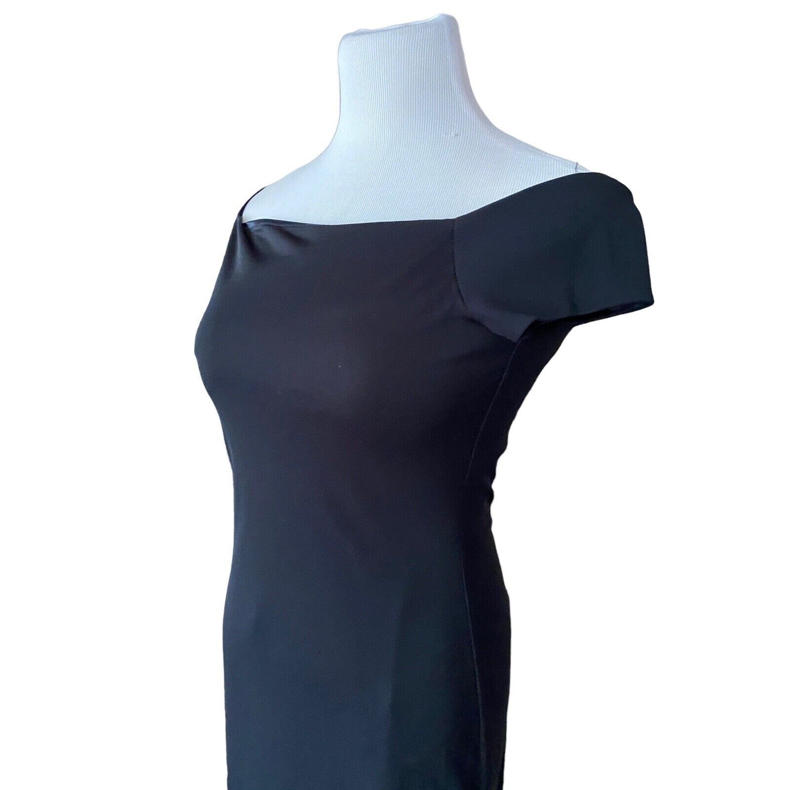 Vtg 90s Laundry Shelli Segal Sheath Dress Cap Sleeve 4 Black Lbd Y2k ...