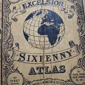 Vintage Bacons Excelsior Six Penny Atlas 24 Color Maps Book Inset 1900s ...