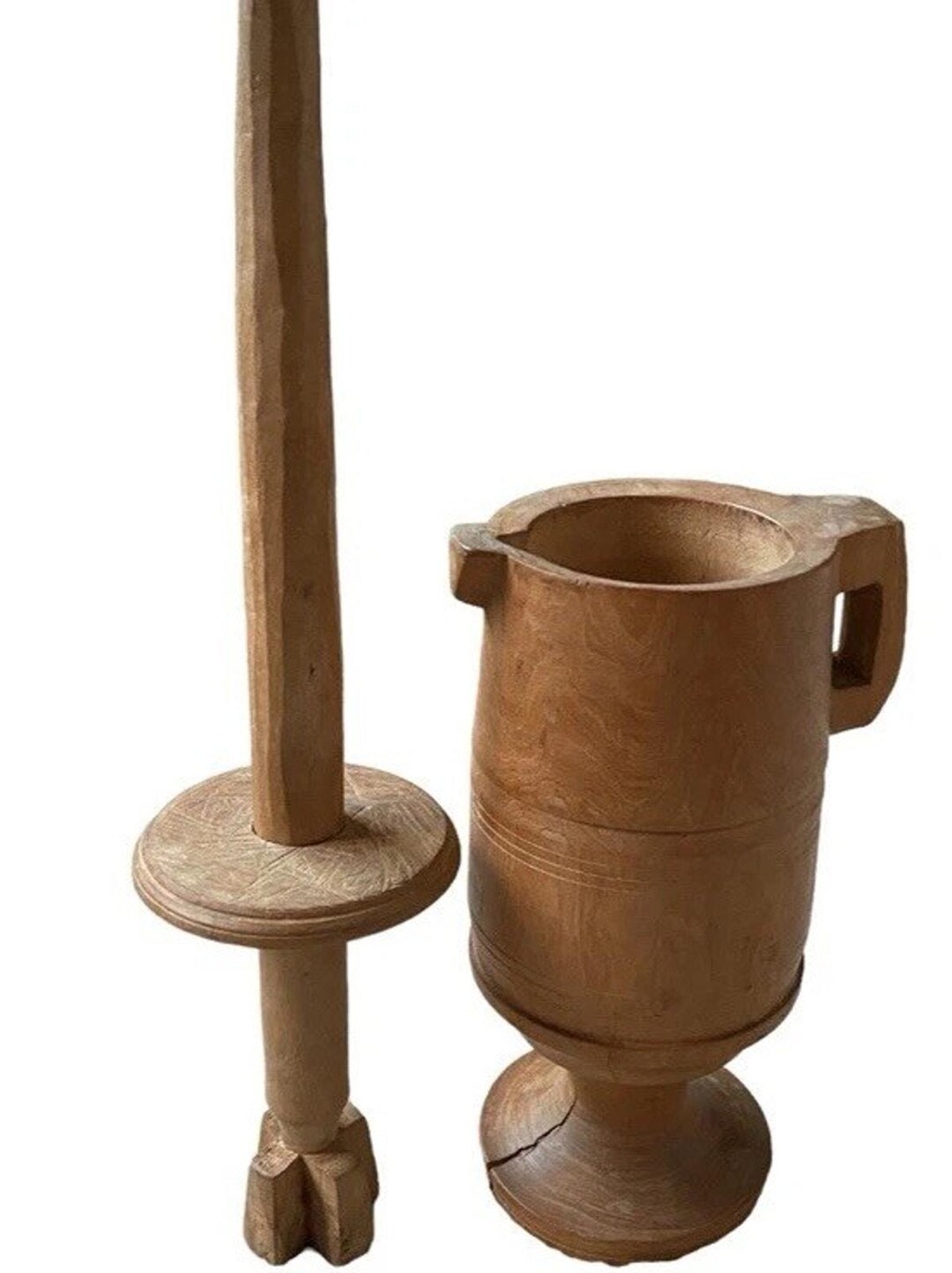 Antique Hand Turned Wood Mexican Chocolate Pot Plunger Butter Churn ...