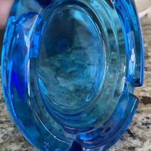 Vintage Mid Century Modern Blue Art Glass Ashtray Trinket Dish Small ...
