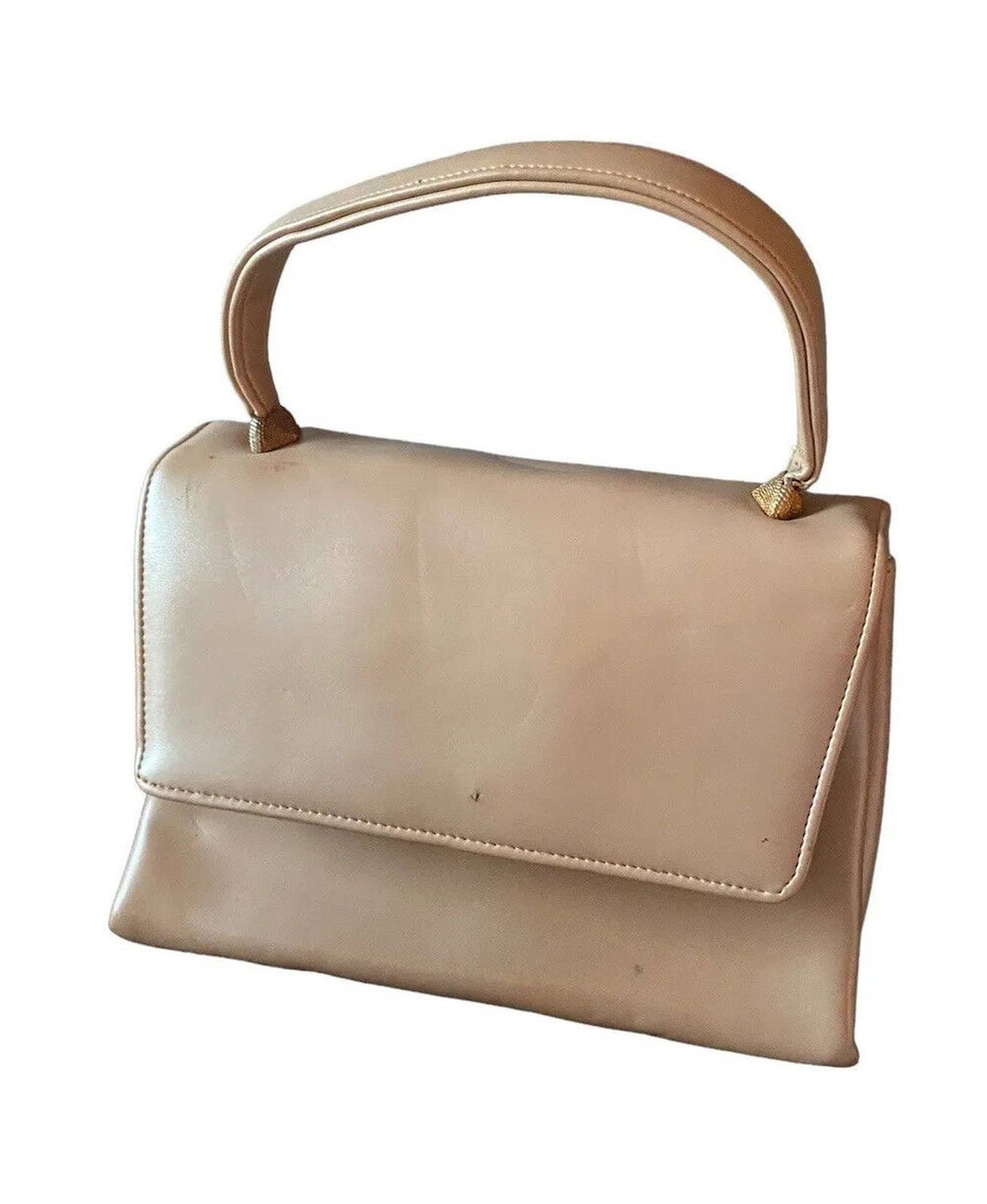Vtg Lou Taylor Miami Leather Shoulder J Bag Box Purse Handbag Nude ...