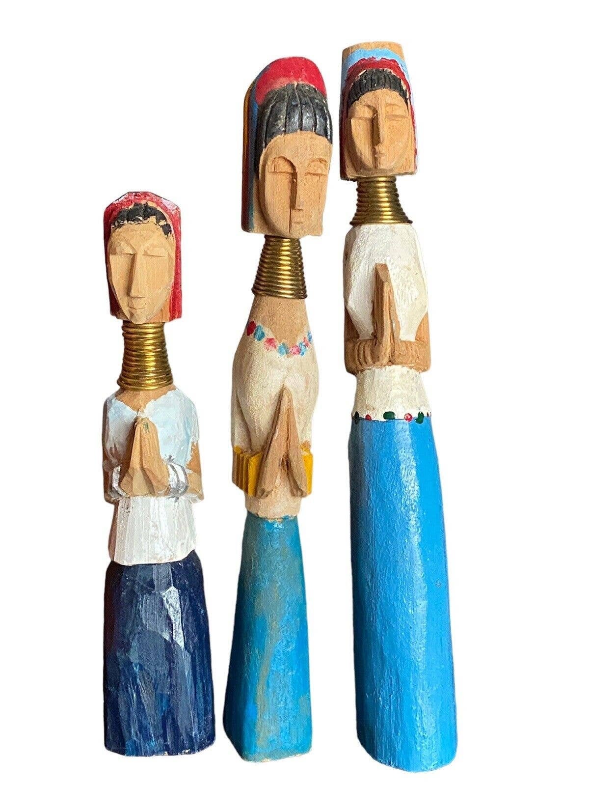Long Neck Karen Village Doll Women Figurine Thailand Art Wooden ...