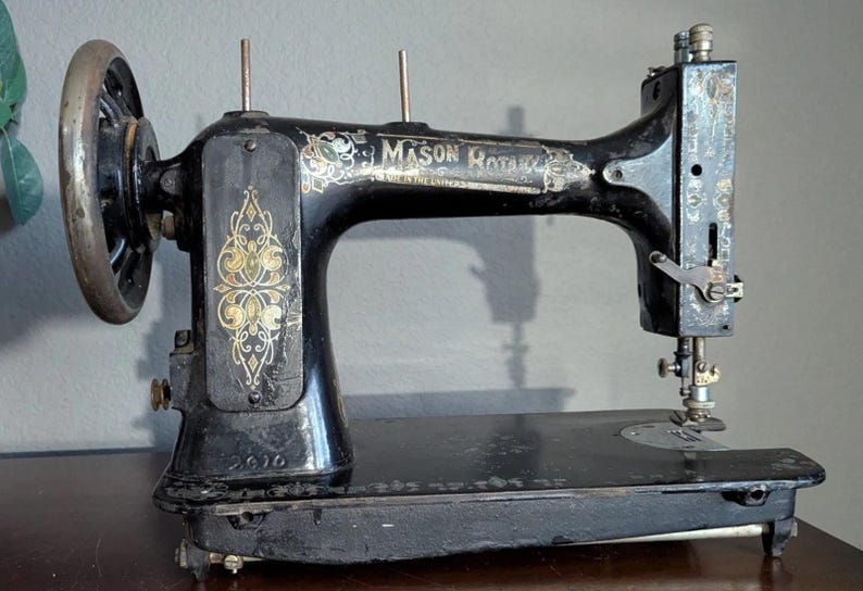 Antique Mason Rotary Sewing Machine Early 1900s Cast Iron Gold Decals ...