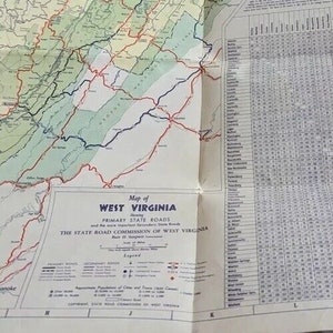 Vtg 1939 West Virginia Highway Map Tourism Brochure Travel State Road ...