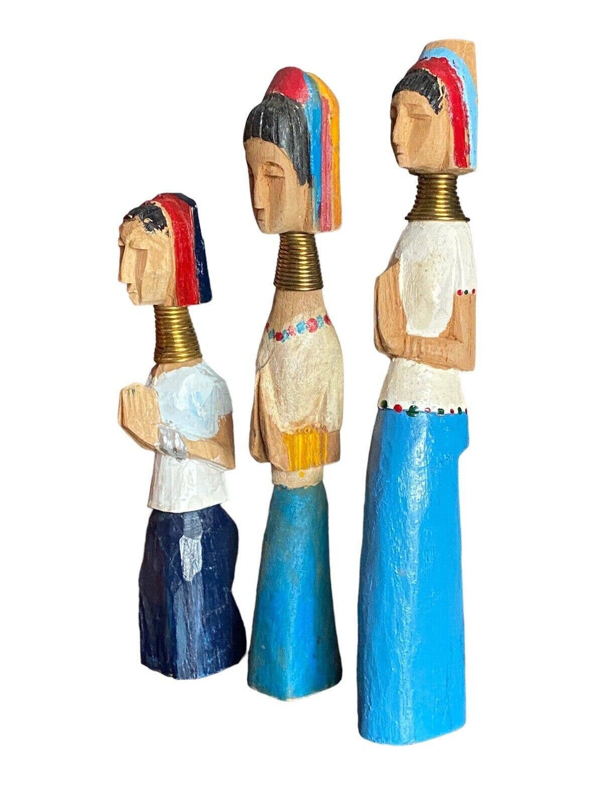 Long Neck Karen Village Doll Women Figurine Thailand Art Wooden ...