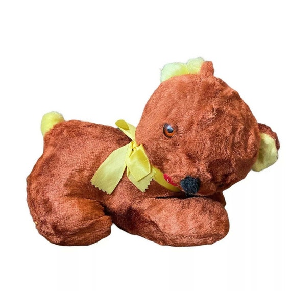 Vtg 1950s Teddy Bear Silk Plush Cubbi Gund Bow Glass Eyes - Etsy