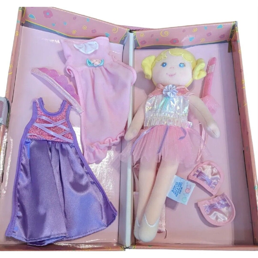 Eden Vtg Doll Plush Ballerina Princess Case Box Dress up Clothes Stick ...