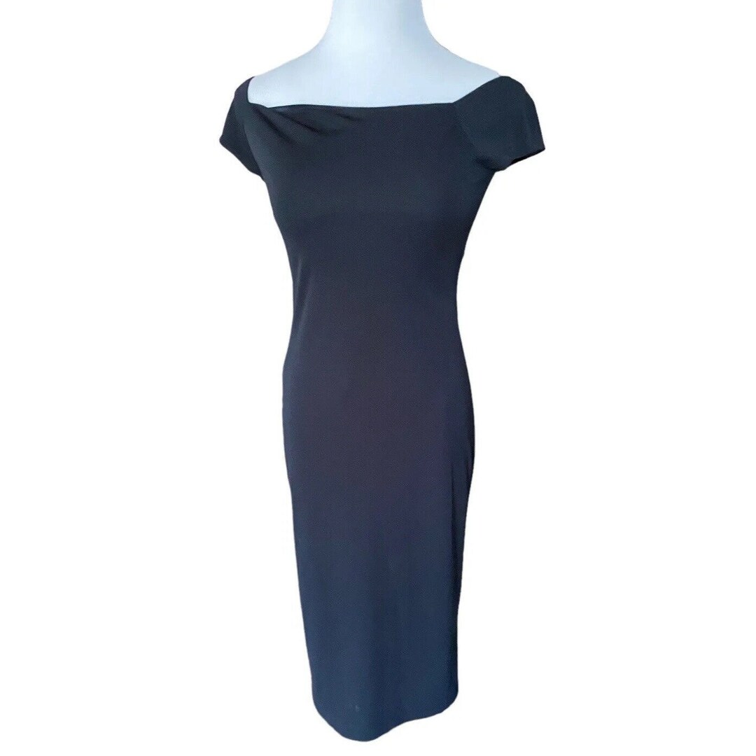 Vtg 90s Laundry Shelli Segal Sheath Dress Cap Sleeve 4 Black Lbd Y2k ...