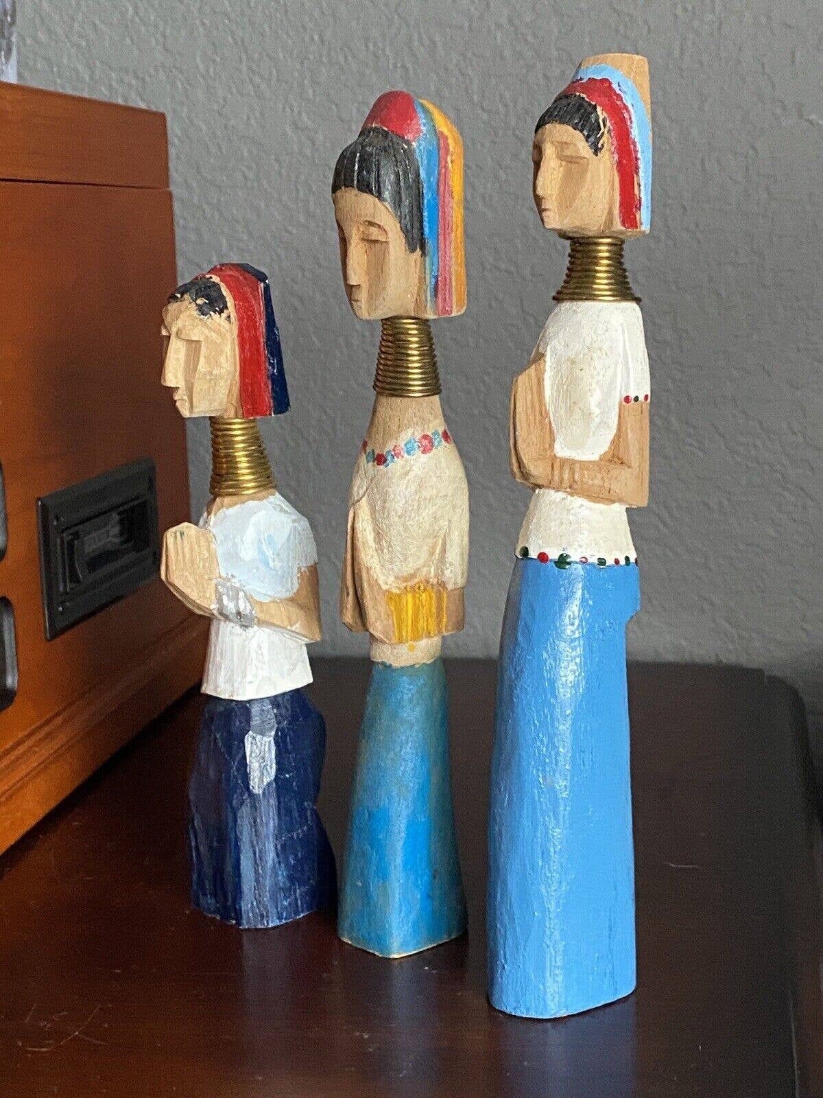Long Neck Karen Village Doll Women Figurine Thailand Art Wooden ...