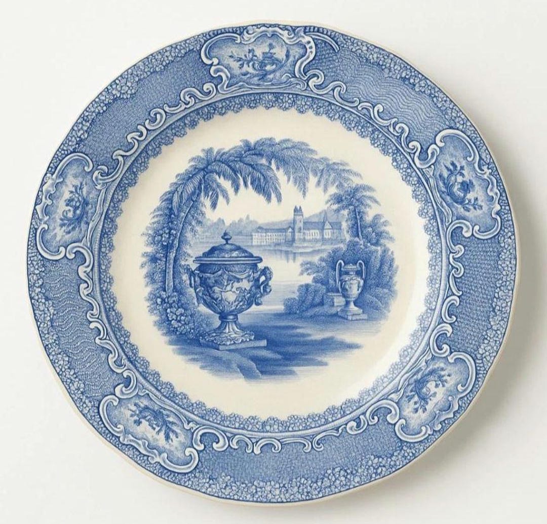Wedgwood Pearl Stone Ware 9" Plate Blue White Transferware Washington ...