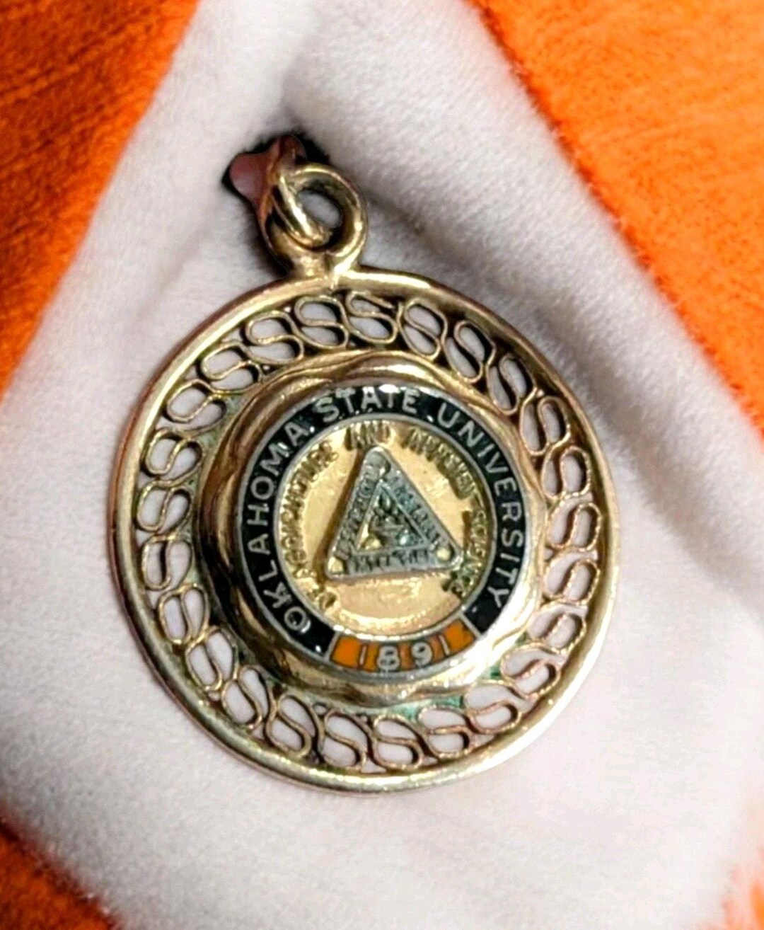 Vintage Oklahoma State University Charm Pendant Gold Tone Plated OSU ...