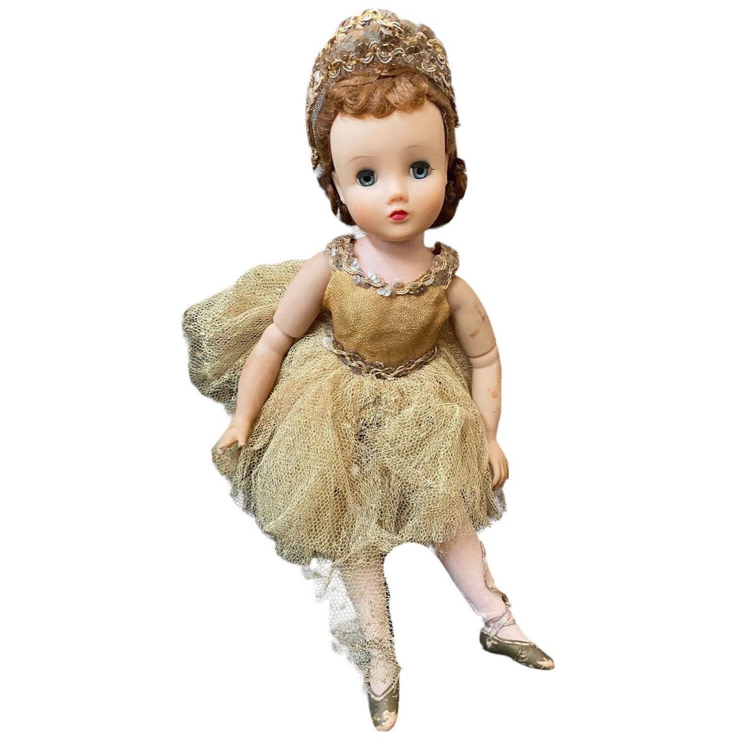 Vtg Madame Alexander Elise Doll 15 Gold Ballerina Tutu Jointed 1959 Red ...