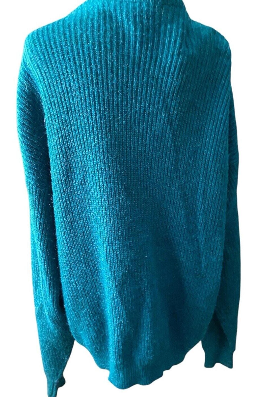 Vintage Le Tigre Blue Green Teal Cardigan Sweater Men XL Jumper Acrylic 80s - Etsy
