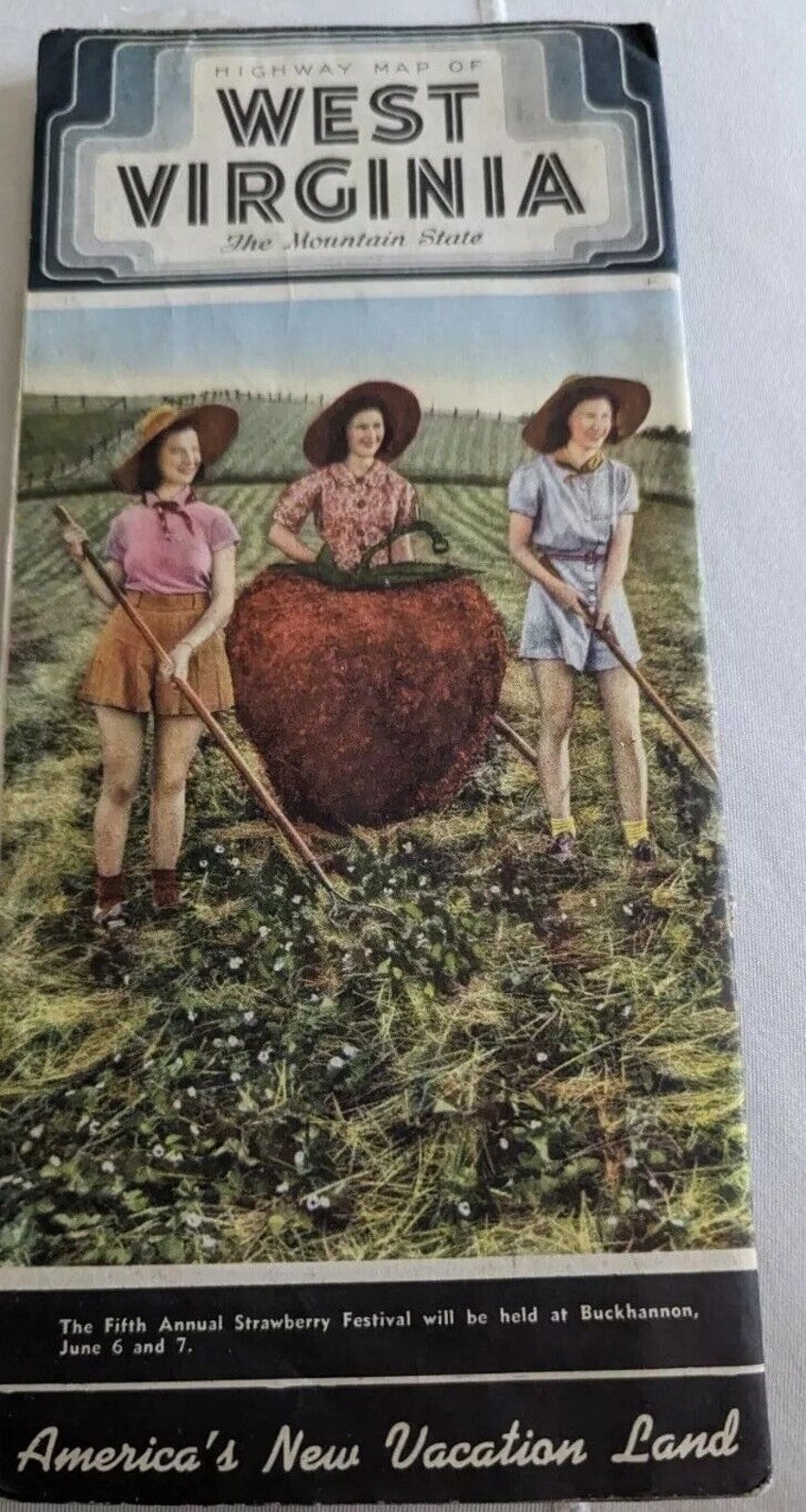 Vtg 1939 West Virginia Highway Map Tourism Brochure Travel State Road ...