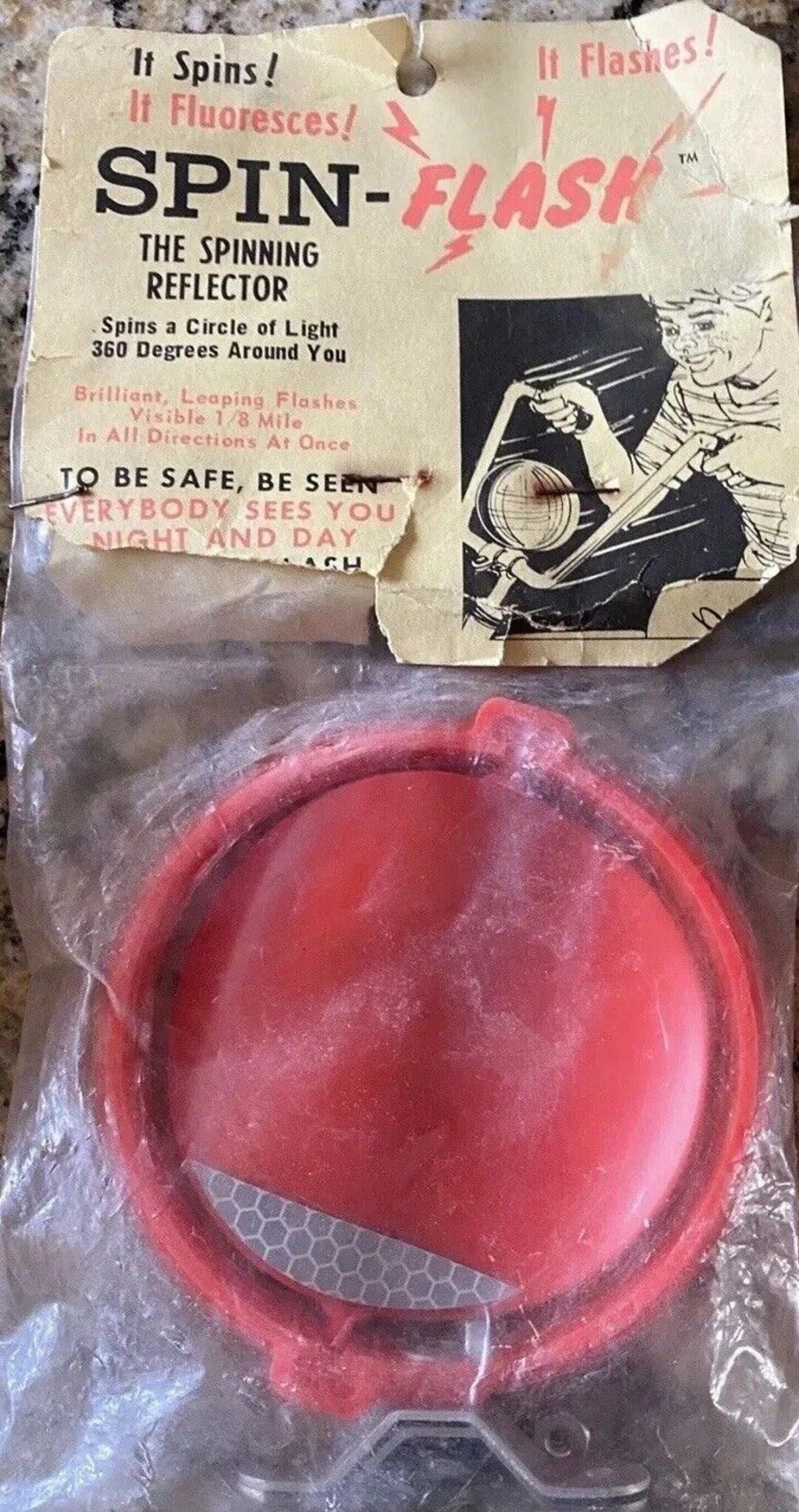 Spin Flash Spinning Bicycle Reflector Bike Safety Light Signal 1970s ...