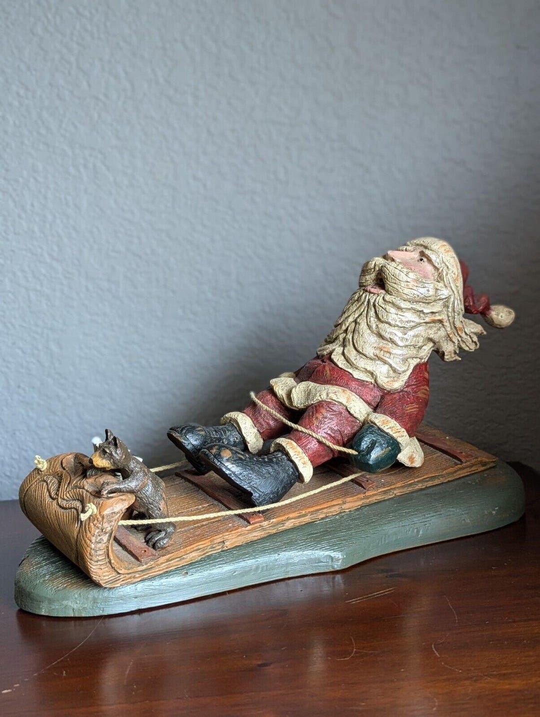 American Chestnut Santa All His Friends Sculpture Sled 1998 Christmas ...